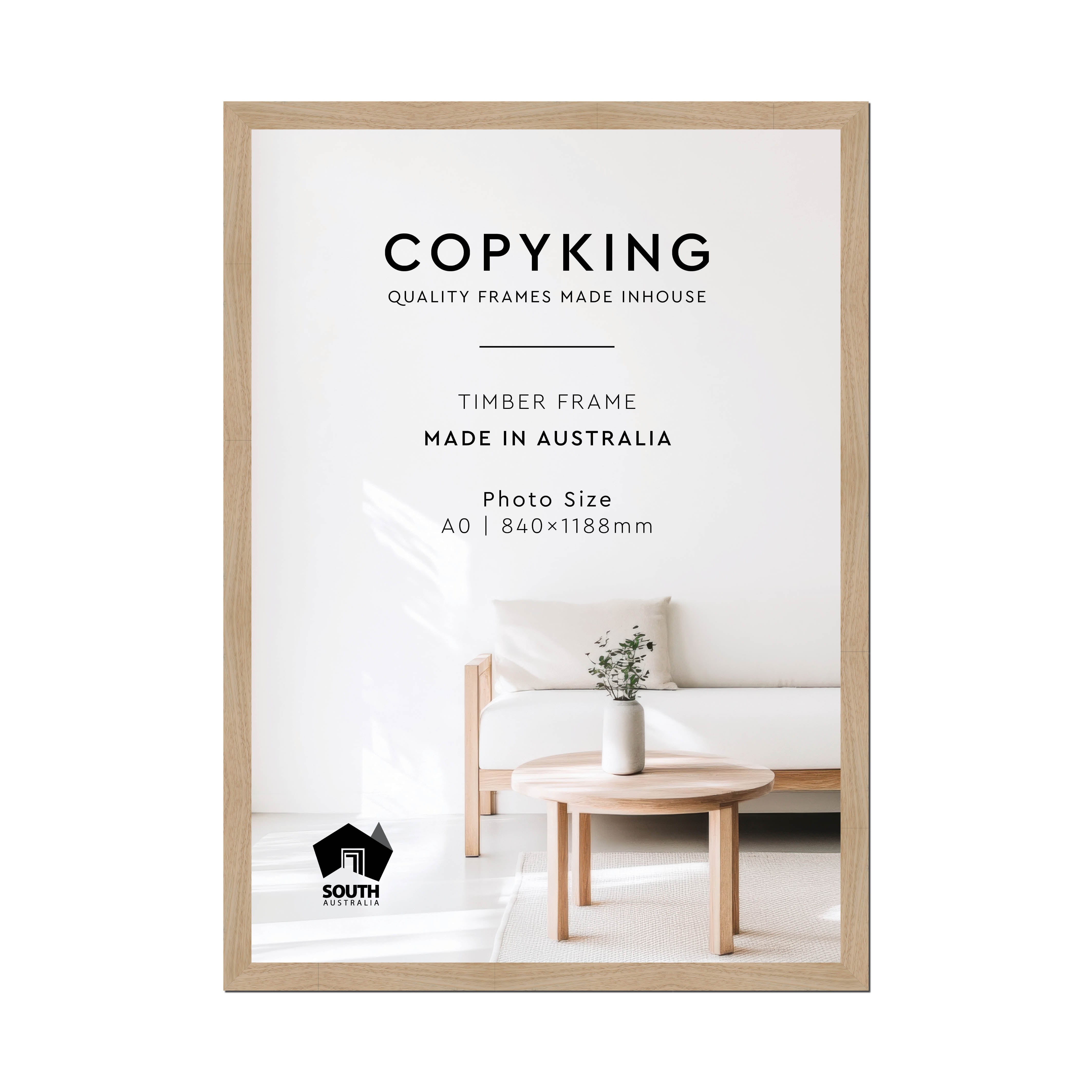 Australian Oak 40mm Wood Poster Frame - A0 (840mm x 1188mm) – Copyking