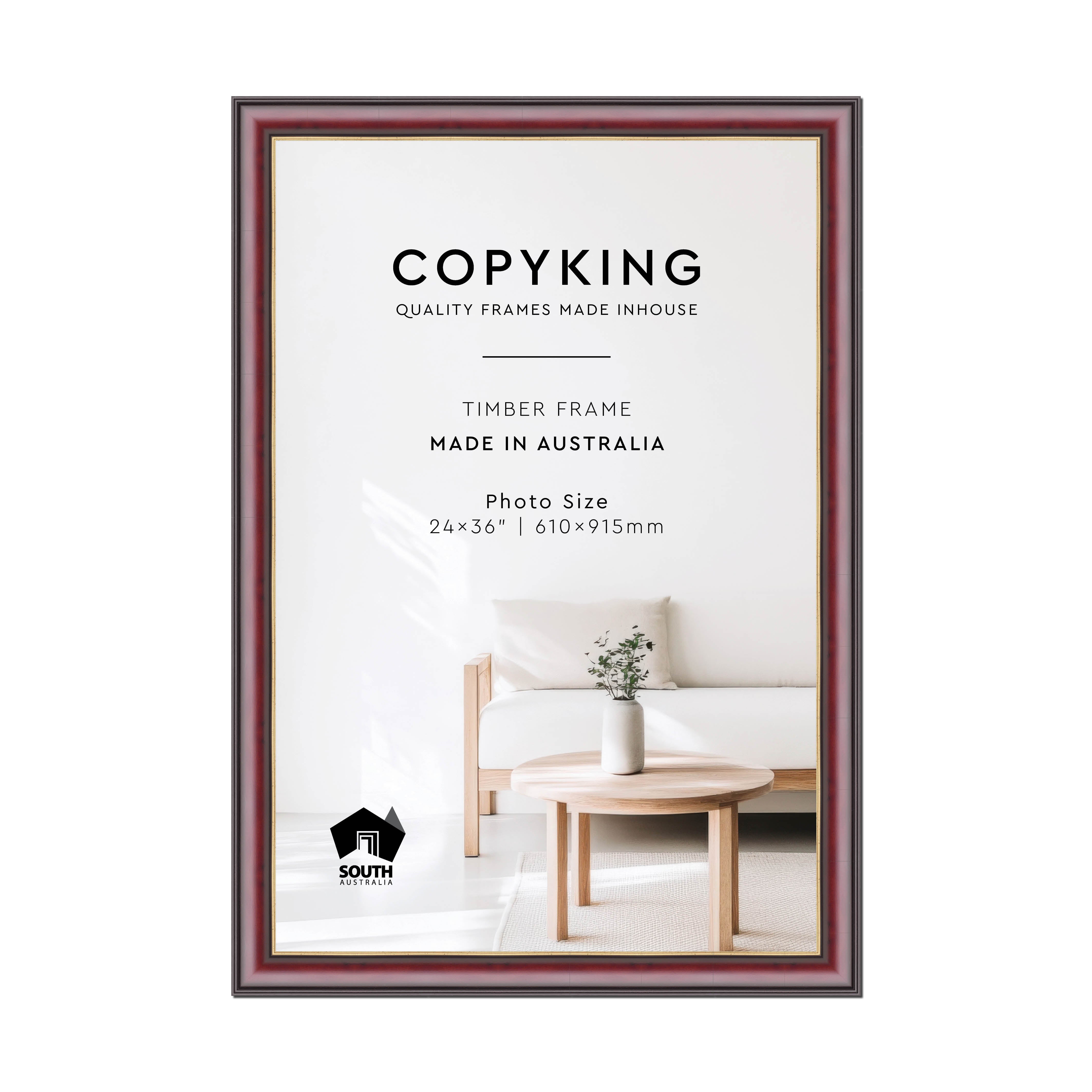 Mahogany/Gold 50mm Wood Photo Frame - 24" x 36" (610mm x 915mm) – Copyking