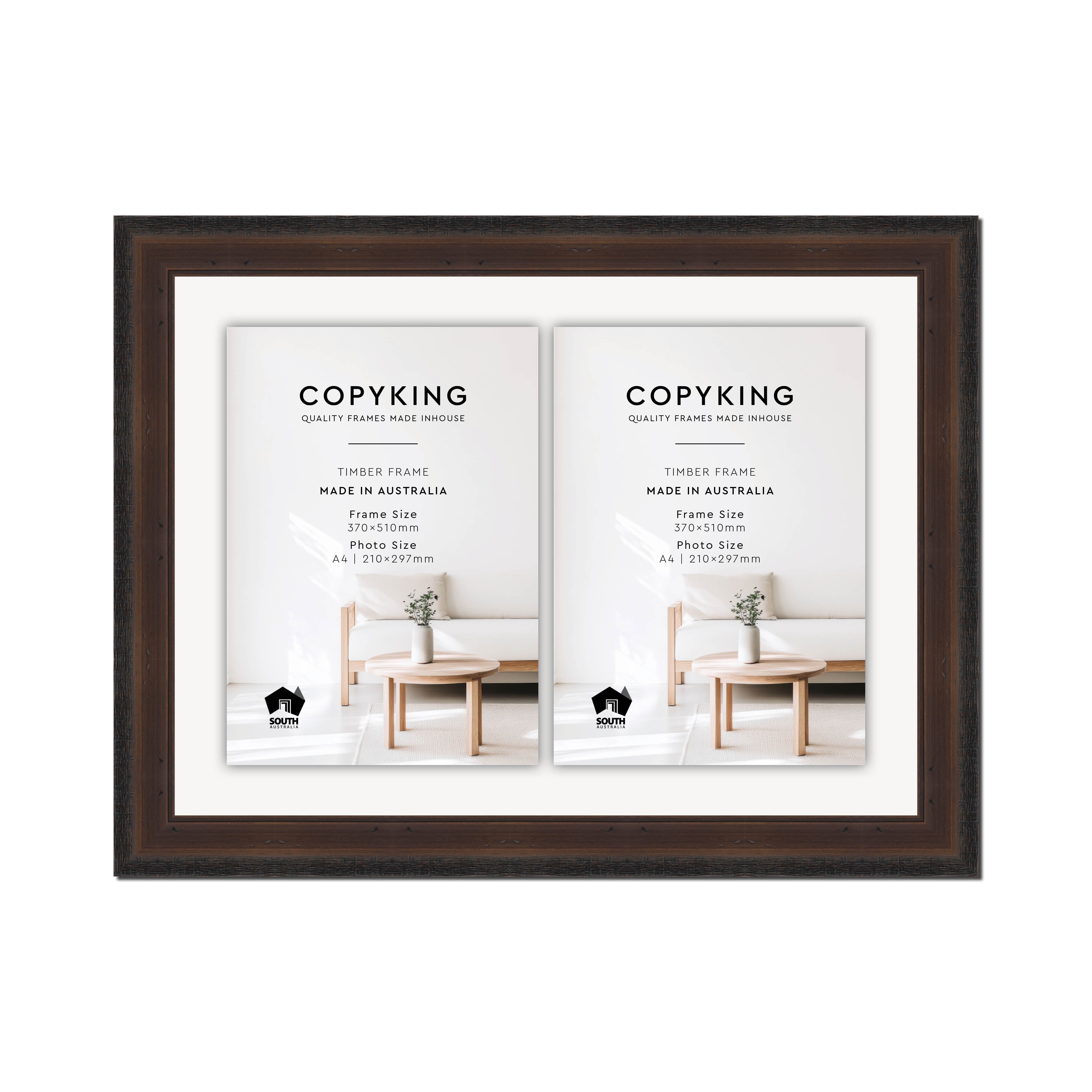 Pioneer Mocha 42mm Wood Certificate Frame - 370mm x 510mm - 2 Certific ...