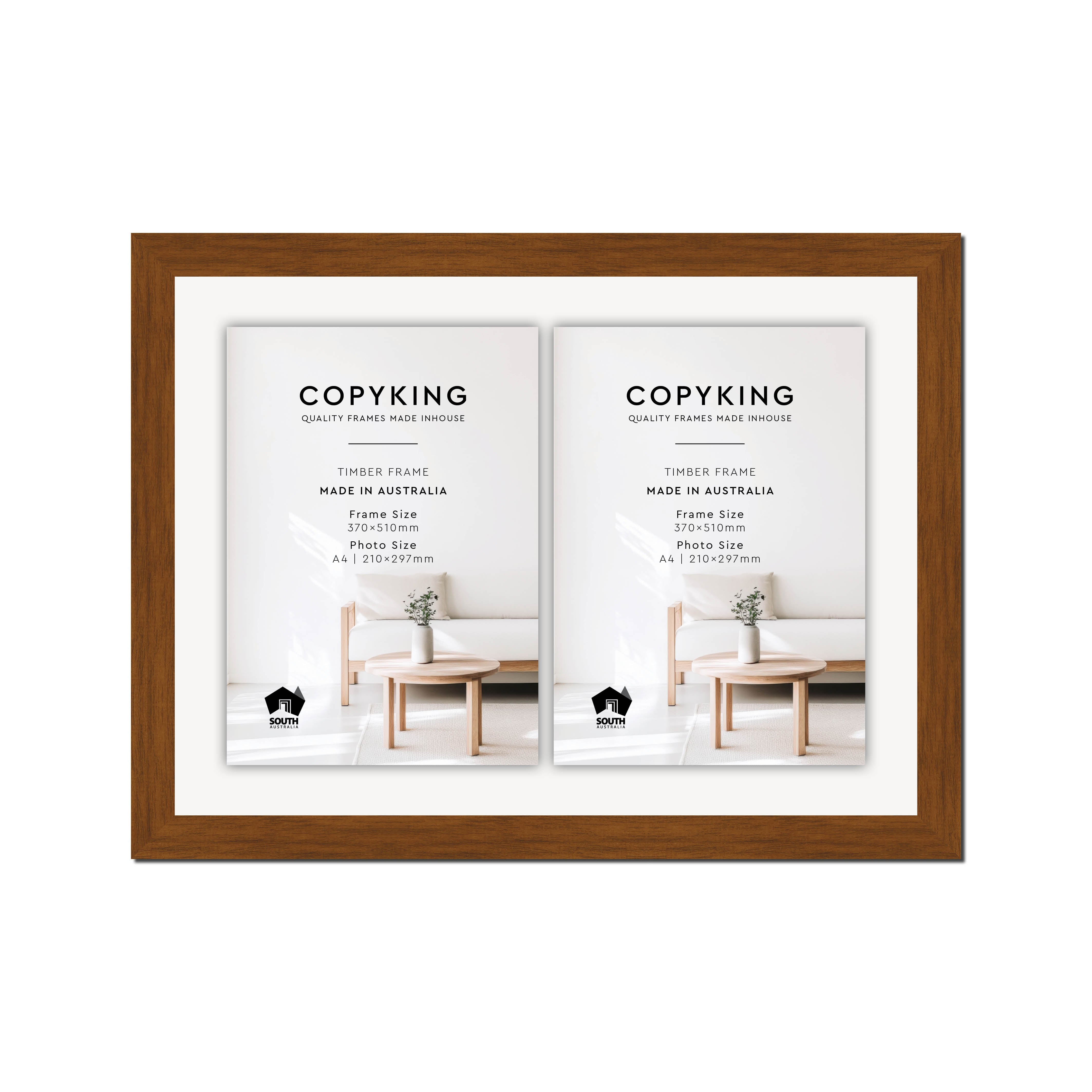 Teak 30mm Wood Certificate Frame - 370mm x 510mm - 2 Certificates (A4 ...