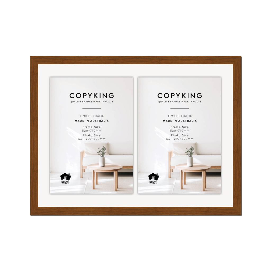 Teak 30mm Wood Certificate Frame - 520mm x 710mm - 2 Certificates (A3 ...
